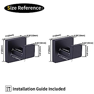 BEIGEEWY 2 Pack Matte Black Towel Hook Stainless Steel Bathroom Rustproof Clothes Towel Coat Hook Heavy Duty Wall Mounted Square