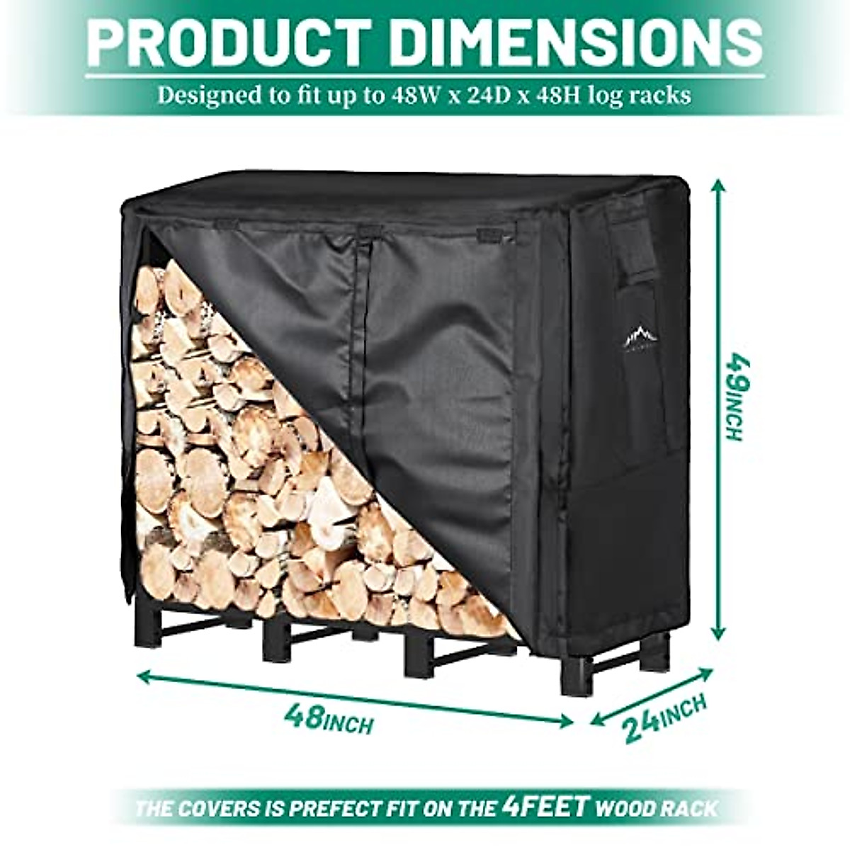 Himal Log Rack Cover Waterproof Firewood Cover Fit 4FT Wood Rack