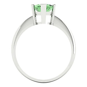 Clara Pucci 2.50 ct Marquise Cut Solitaire Green Simulated Diamond Engagement Bridal Promise Anniversary Ring 18K White Gold Size 4.5