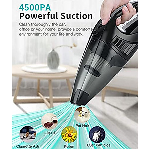 Car Vacuum Cleaner, DC 12V Portable Handheld Car Vacuum for Wet and Dry Cleaning， Strong Suction & 3 Attachments Fit Car Interior Cleaning, Black