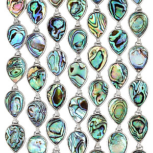 SUNYIK Natural Abalone Shell Bracelet for Women and Man, Adjustable Link Bangle for Unisex, Teardrop Shaped