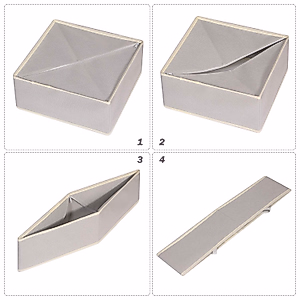 DIOMMELL Set of 4 Foldable Cloth Storage Box Closet Dresser Drawer Organizer Fabric Baskets Bins Containers Divider for Clothes Underwear Socks Lingerie Clothing, Grey 40-0000
