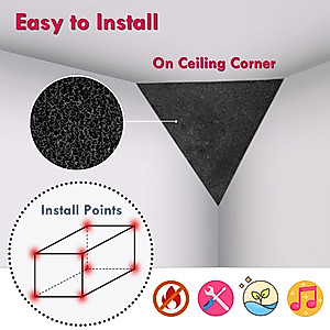 Foroomaco 4 Pack Bass Traps for Ceiling Corner 16.5" Triangle 12" Depth Triangular Pyramid Acoustic Foam Bass Trap Sound Proofing for Home Studio Booth Low to High Frequency Sound Absorption Foam
