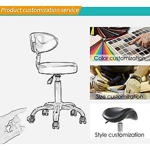 TATARTIST Tattoo Stool Massage Saddle Chair Adjustable Hydraulic 360° Rotating Medical Spa Beauty Salon Stools Bar Boss Office Artist Workbench Chairs with Rolling Wheels Backrest (Black)