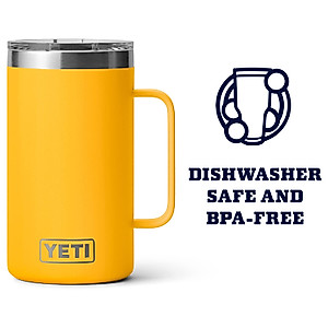 YETI Rambler 24 oz Mug, Vacuum Insulated, Stainless Steel with MagSlider Lid, Alpine Yellow