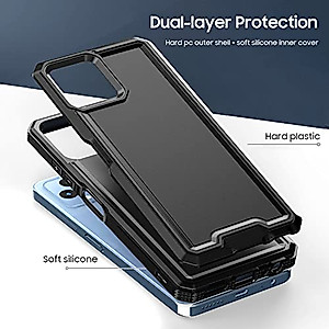 LEKEVO for REVVL 6 5G / REVVL 6X 5G Phone Case, with Screen Protector & Camera Lens Cover, Heavy Duty Dual Layer Phone Case, Military Grade Drop Proof Rugged Protective Shell (Black)