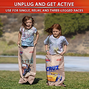 Disney Pixar Sack Race Party Games by GoSports - 6 Pack Bags for Kids - Mickey & Friends, Cars, and Roo Racers