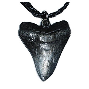 Megalodon Tooth Necklace (Metal Replica) Giant Fossil Shark #167 2o