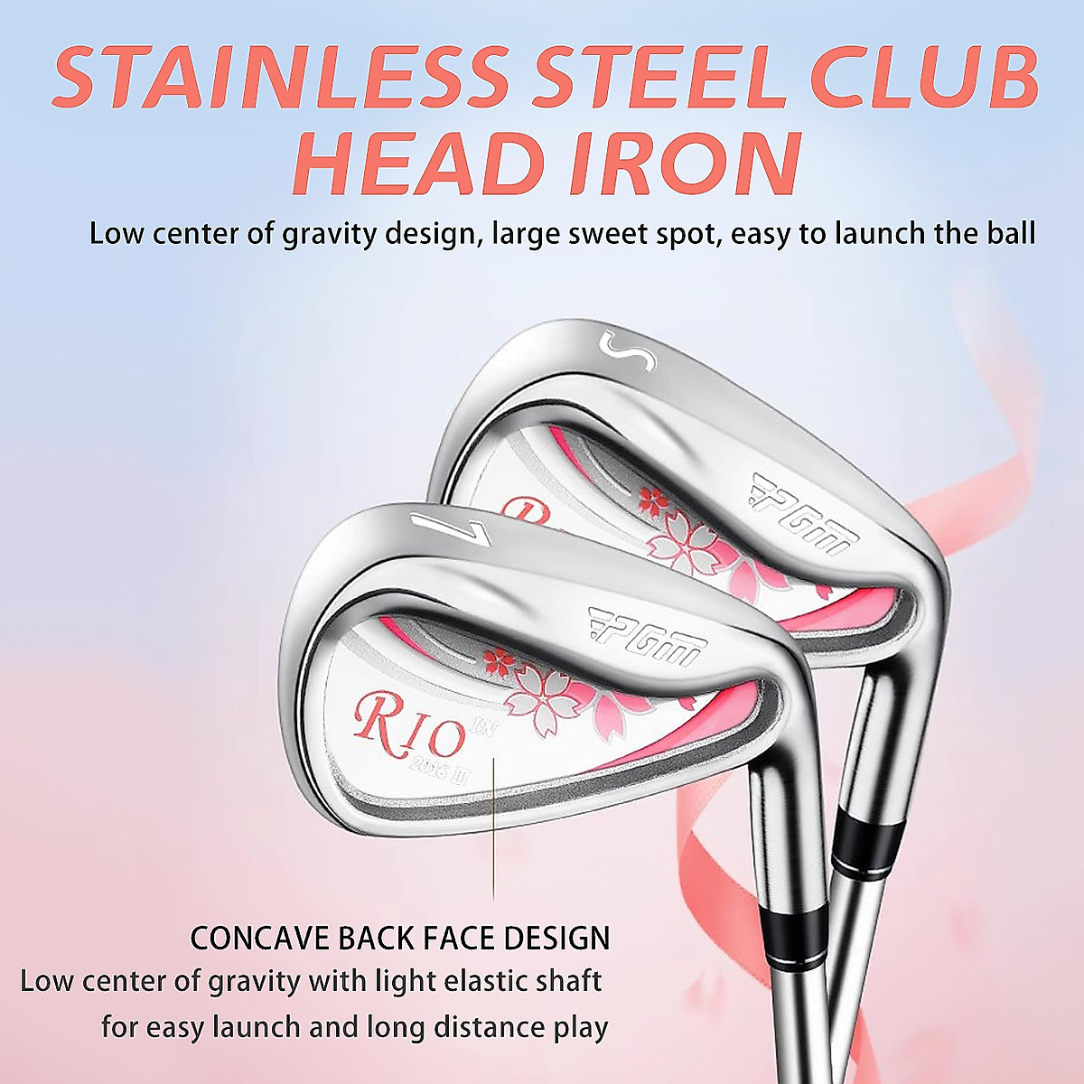 PGM Women's 4-Piece Golf Club Set - Titanium 1 Wood, 2 Irons, 1 Putter with Golf Stand Bag - Graphite Shaft - Right Handed