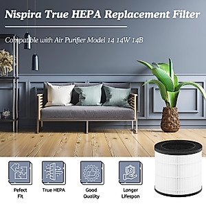 Nispira True HEPA Replacement Filter Compatible with Medi MA Air Purifier Model 14 14W 14B. 1 Pack