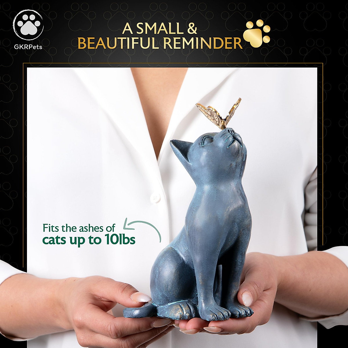 Small Cat Urn for Ashes, Hand-Painted Pet Urns for cats, Small Urn for Cat, Suitable for Small Pets 10lbs or less, Secure and Leak-Proof, Thoughtful Memorial Keepsake Gift - 7.5" x 4" x 3.25"