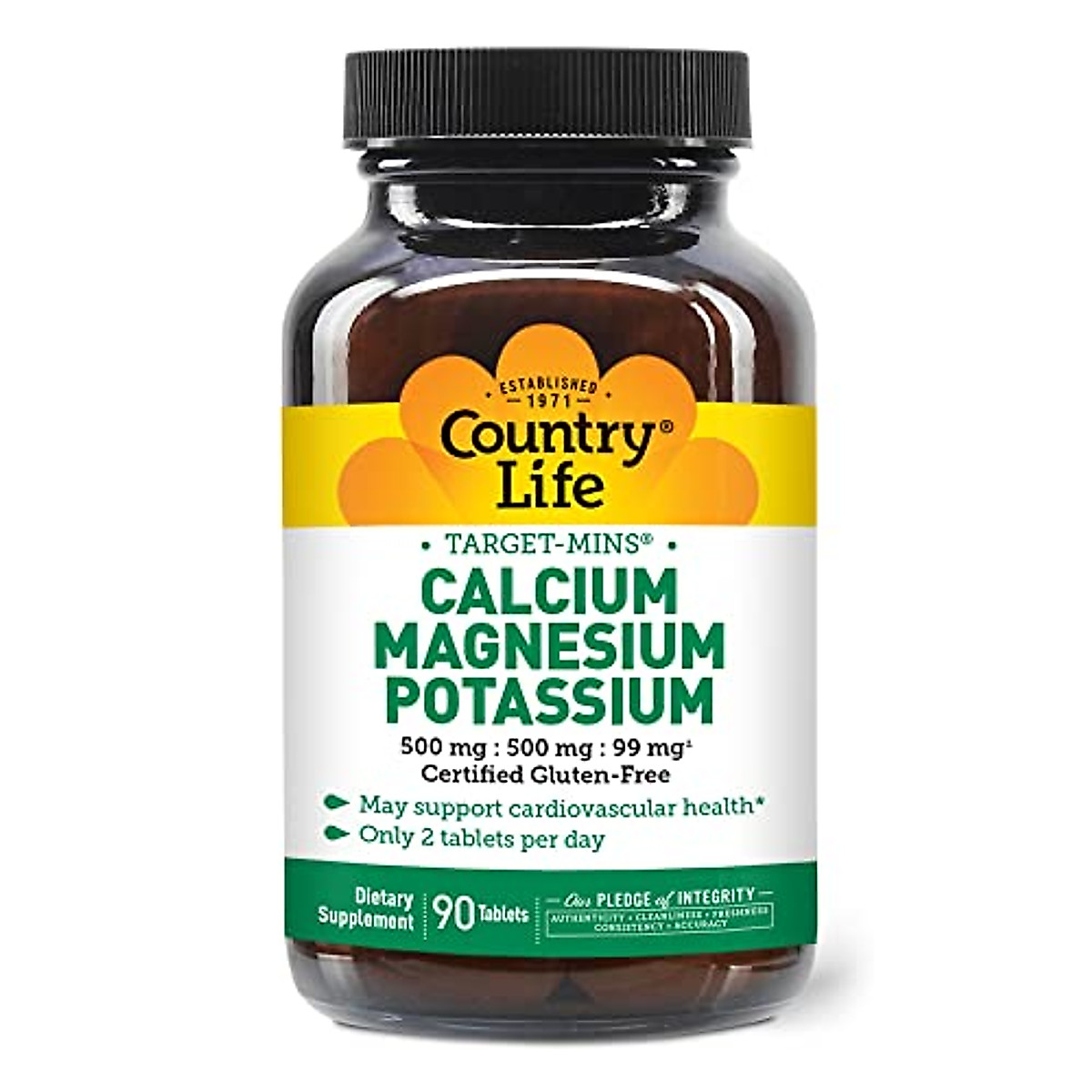 Country Life, Target-Mins Calcium Magnesium Potassium, Supports Heart Health, Daily Supplement, 90 ct