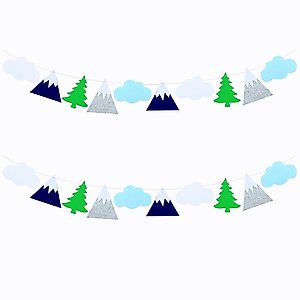 FAZHBARY 2 Pack Felt Woodland Garland Mountain Banner Mountain Nursery Decor Woodland Theme Baby Shower Decorations