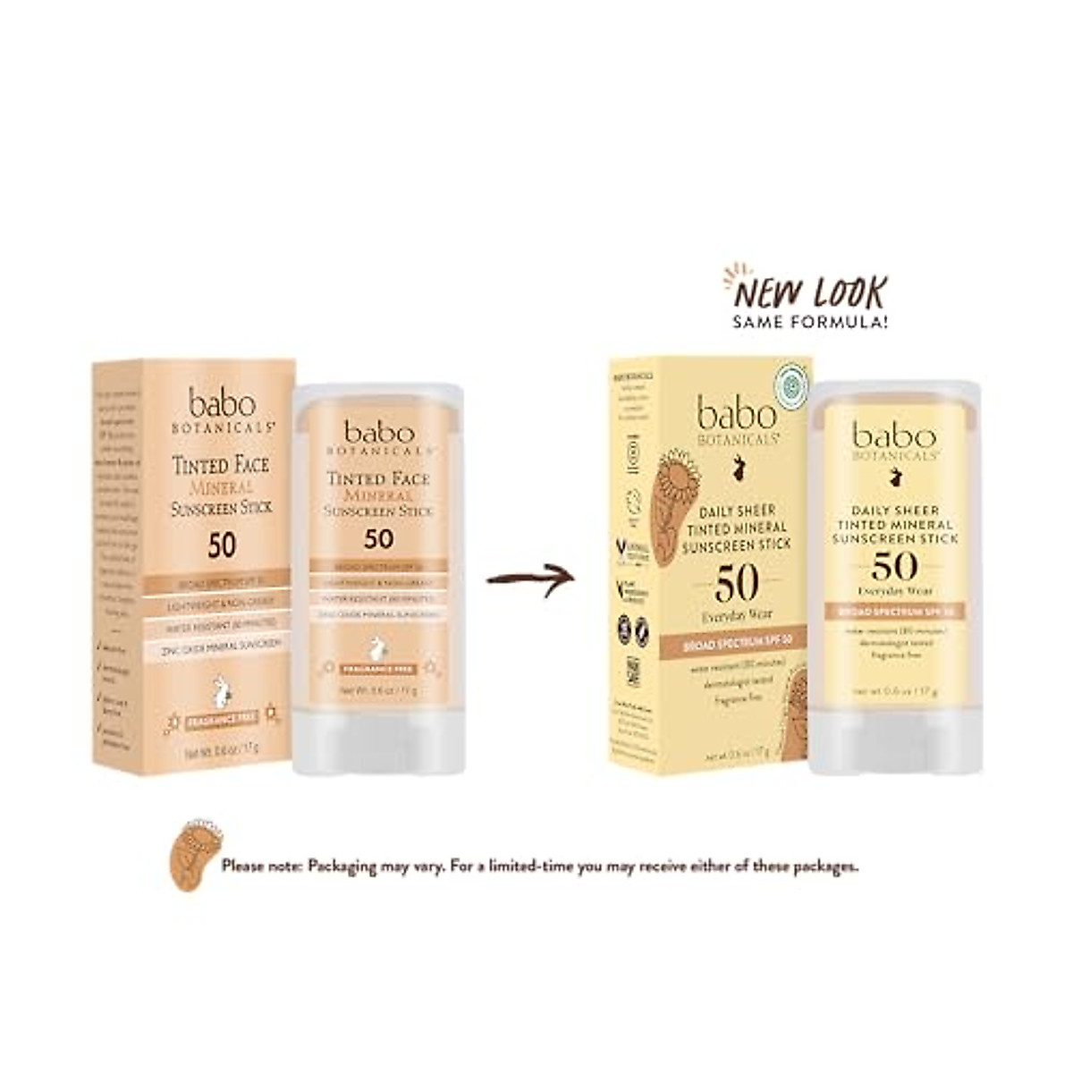 Babo Botanicals Daily Sheer Mineral Tinted Sunscreen Stick SPF50 - Natural Zinc Oxide - For Face - For all ages - EWG Verified - Water Resistant - Fragrance-Free