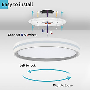 LED Ceiling Light Fixture Flush Mount, 12.8 Inch 24W Modern Flat Round Ceiling Light Fixtures Daylight White 5000K Led Ceiling Lamp for Bathroom, Kitchen, Bedroom, Living Room, Dining Room, Balcony