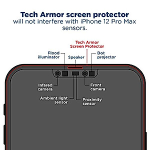 Tech Armor Ballistic Glass Screen Protector Designed for Apple iPhone 12 Pro Max 6.7 Inch 3 Pack Tempered Glass 2020
