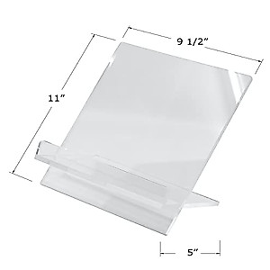 Red Co. Clear Acrylic 2 Piece Cookbook Stand & Recipe Holder for Kitchen Counter, 9.5” x 5” x 11”