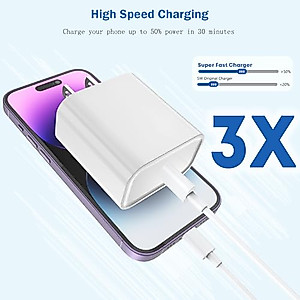iPhone Fast Charger, iPhone 14 Charger [Apple MFi Certified] USB C Wall Charger Super Quick iPhone Charging Block with Lightning Cable Cord Compatible with iPhone 14/14 Pro/14 Pro Max/14 Plus/13/12/11
