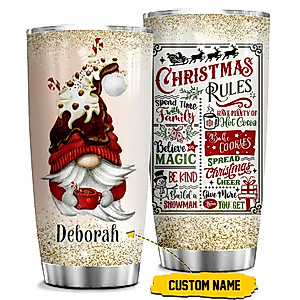 MDPrints Christmas Gnome Tumbler, 20oz Stainless Steel Gnome Coffee Mug, Gift for Coffee Lovers