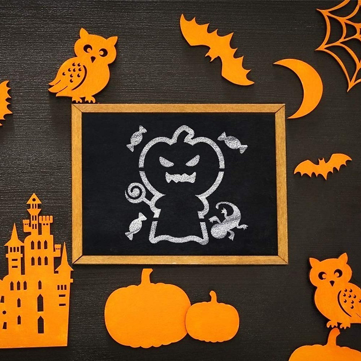 Koogel 28 PCS Halloween Stencils, 5 Inch Halloween Templates Halloween Pumpkin Stencils Plastic Halloween Stencils for DIY Card Craft Art Drawing Painting Spraying Window Glass Wood Airbrush Walls Art