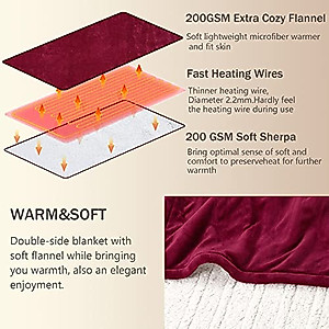 Electric Heated Blanket,4 Heating Levels & 10 Hours Shut-Auto Off Soft Flannel Heating Blanket Throw Twin Size 62" x84“ Warming Blanket ETL Certification for Home Couch Bed Sofa Use