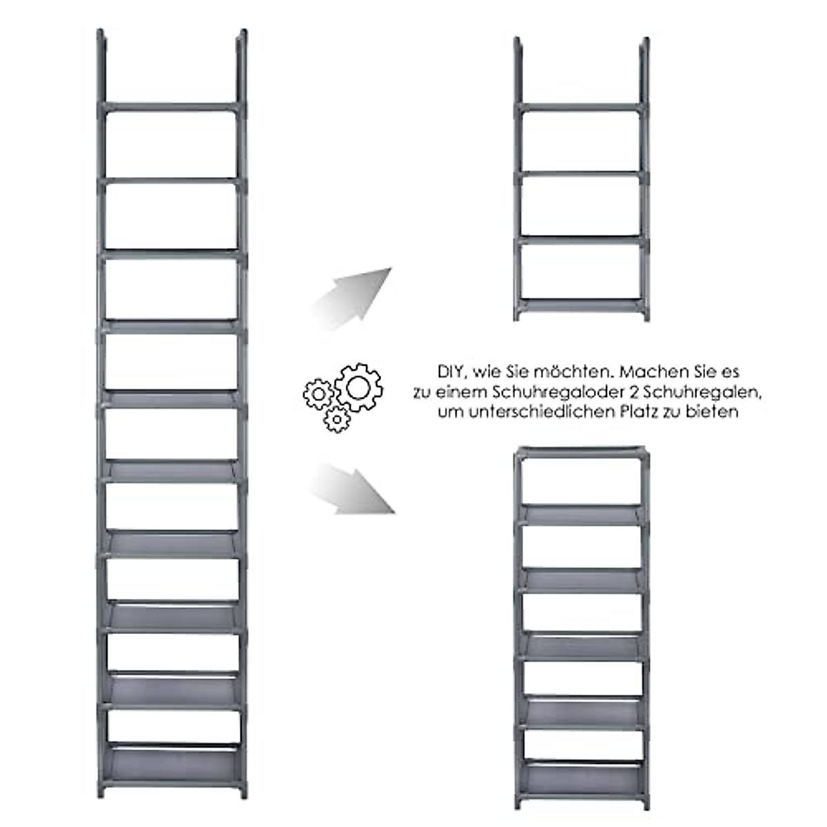 Hossejoy 10 Tier Shoe Rack, Metal Shoe Shelf Storage, Tall Vertical Storage Organizer Stand, Home Shoe Tower with Non-Woven Fabric for Narrow Space, Cloakroom, Entryway, Grocery Room (Grey)