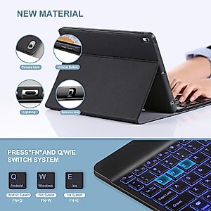 iPad Keyboard Case for Air 3rd Gen 10.5" (2019), iPad Pro 10.5" (2017), iPad 9th/8th/7th 10.2'', Magnetic Detachable Wireless Bluetooth Keyboard, Smart Keyboard Case with Back-lit and Pen Holder,Black