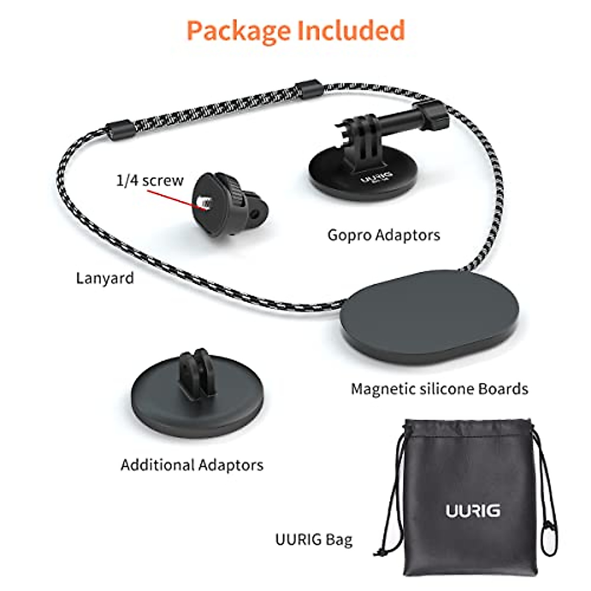 Magnetic Neck Selfie Holder, Action Camera Mount Quick Release Plate, Chest Shoulder Support Angle with Joint Mount, for Gopro Hero 5 6 7 8 9 10 Black AKASO DJI Action iPhone