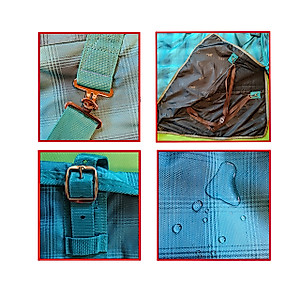 Ankaier 600D Waterproof & Windproof Winter Turnout Horse Blanket with Detachable Neck Hood Covered, High-Grade Thermal Polyfill Materials (250 Grams), Heavy Weight Version- Blue/Grid - 72" inches