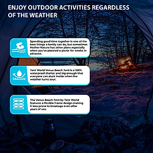 Easiest Beach Tent, Sun Shade Canopy 'Venus': Provide UV Protection for Your Family. Waterproof Shelters For Rain & Pacific Breeze, Easy Up Canopies, Sports Cabana Tents, Roadtrip Sunshade Shack. Blue