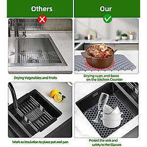 Sink Protectors for Kitchen Sink, 2PCS Kitchen Sink Mats Silicone Sink Protector, Sink Mats Grid for Kitchen Bottom of Farmhouse Stainless Steel Porcelain Sink 13.58 ''x 11.6 ''