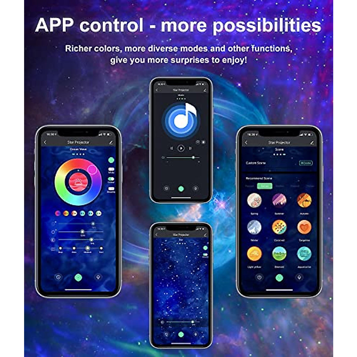 Galaxy Projector Star Projector, Water Wave and Star Effects, APP Control, Speaker, Remote Control, Party、Room Decoration Lights for Kids and Adults