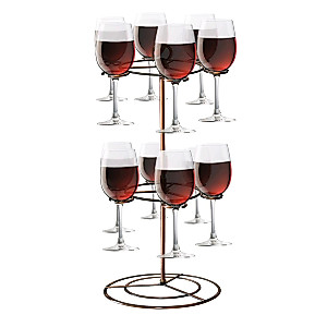 GeLive Flight Wine Server Stand Glasses Display Holder Tree Stemware Rack Hanger Organizer for Wine Tasting Party Bar Decoration Bronze