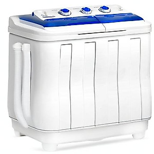WANGMUXIA Portable Waher and Dryer, 2-in-1 Twin Tub 20lbs Capacity Washer(12lbs) and Spinner dryer(8lbs) Built-in Drain Pump，Timer Function, Apartments, Dorms, College Rooms, RV’s and more