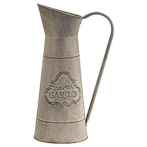 Red Co. Large Long Narrow Pitcher Decorative Stone Textured Beige Metal Pitcher Flower Vase Plant Holder Décor for Home and Garden