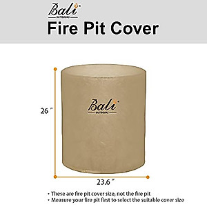 BALI OUTDOORS 23 Inch Round Fire Pit Cover, Column Cover Waterproof Heavy Duty Weather Resistant PVC Oxford Fabric Cover, Brown