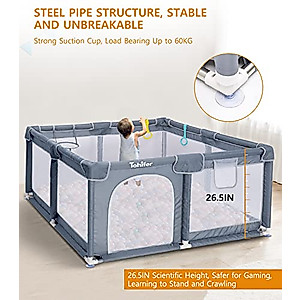 Baby Playpen with Mat, Large Baby Playard for Toddler, BPA-Free, Non-Toxic, Safe No Gaps Play Yard for Babies, Indoor & Outdoor Kids Activity Center 47"x47"x26.5" with 0.4" Foldable Playmat