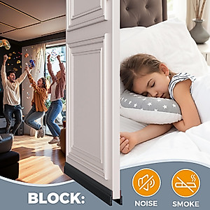 GroTheory 2 Pack Under Door Draft Stopper, Home Improvement, Weather Stripping Door Seal, Bottom of Door Sweep, Garage Window Blocker Noise Dust Insulation Draft Guard, 39" L, Black