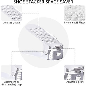 YIHATA Shoe Slots Organizer 20 Pack, Adjustable Shoe Stacker Space Savers 50%, Upgrade Double Deck Shoe Rack Holder for Closet Organization, White