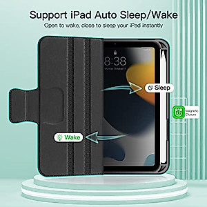 BloxFlag iPad Mini 6 Case 2021 6th Generation 8.3 Inch Smart Folio Stand Protective Cover with Pencil Holder/Pocket/Auto Sleep/Wake Function Vegan Leather Case for iPad Mini 6th Gen (Green)