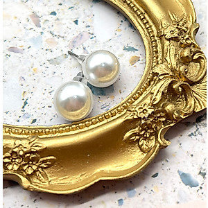 WAINIS 20 Pairs 2-10mm Round Imitation Pearl Earrings Composite Pearls Ball Stud Earrings Mixed Sizes Pearl earrings Set Jewelry