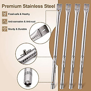 Grill Replacement Parts for Charbroil 463344015, 463343015, 463433016, 463240015, 463432215 Gas Grill, Stainless Steel Heat Plate Shields, Crossover Tubes Grill Burner for Charbroil 4 Burner Grill