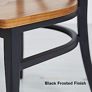 LUCKYERMORE Black Metal Dining Chairs Set of 2 Heavy Duty Kitchen Chairs Fully Assembled for Restaurant Solid Wood Seat X Back Cafe 450lbs Weight Capacity, Farmhouse Mid Century Morden Dining Chair