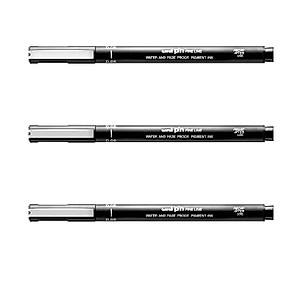 UNI-Ball PIN Drawing Pen FINELINER Ultra FINE LINE Marker 0.05mm Black Ink - [Pack of 3]