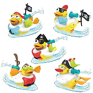 Yookidoo Jet Duck Pirate Bath Toy with Powered Water Cannon Shooter - Sensory Development & Bath Time Fun for Kids - Ages 2+