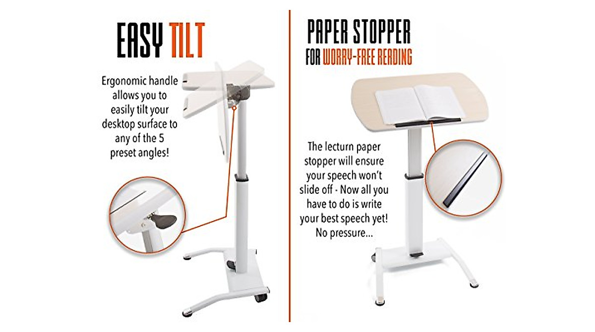 Portable Adjustable Laptop Stand with Wheels & Tilting Desk