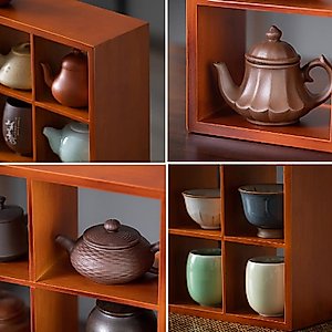 JCNART Shadow Box Display Shelf, Large Wood Hanging Display Shelf Floating Shelf Display Cabinet, Wall Mounted or Freestanding Farmhouse Decor Organizers and Storage Display Case