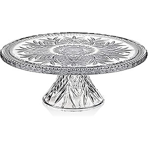 Lefonte Cake Stand, Crystal Footed Cake Plate Platter