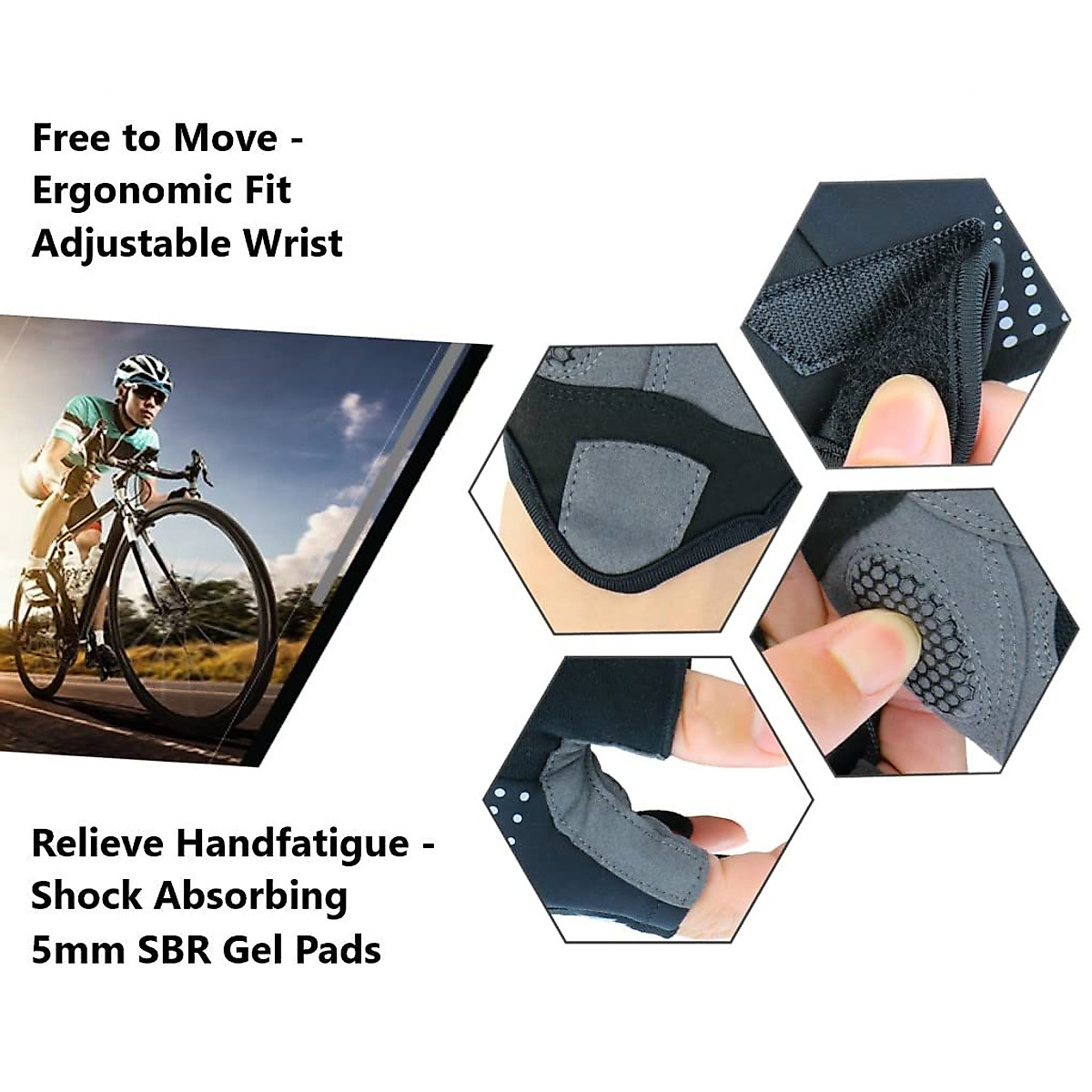 LuxoBike Cycling Gloves Mens Road Bike Gloves for Men-[5MM Gel Pad] Specialized Biking Gloves-[Ultra Breathable] Half Finger Road Bike Bicycle Gloves-[Silicone Antislip] for Cycling