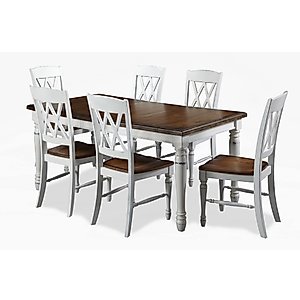 Monarch White/Oak 5Piece Dining Set by Home Styles, 7 Piece